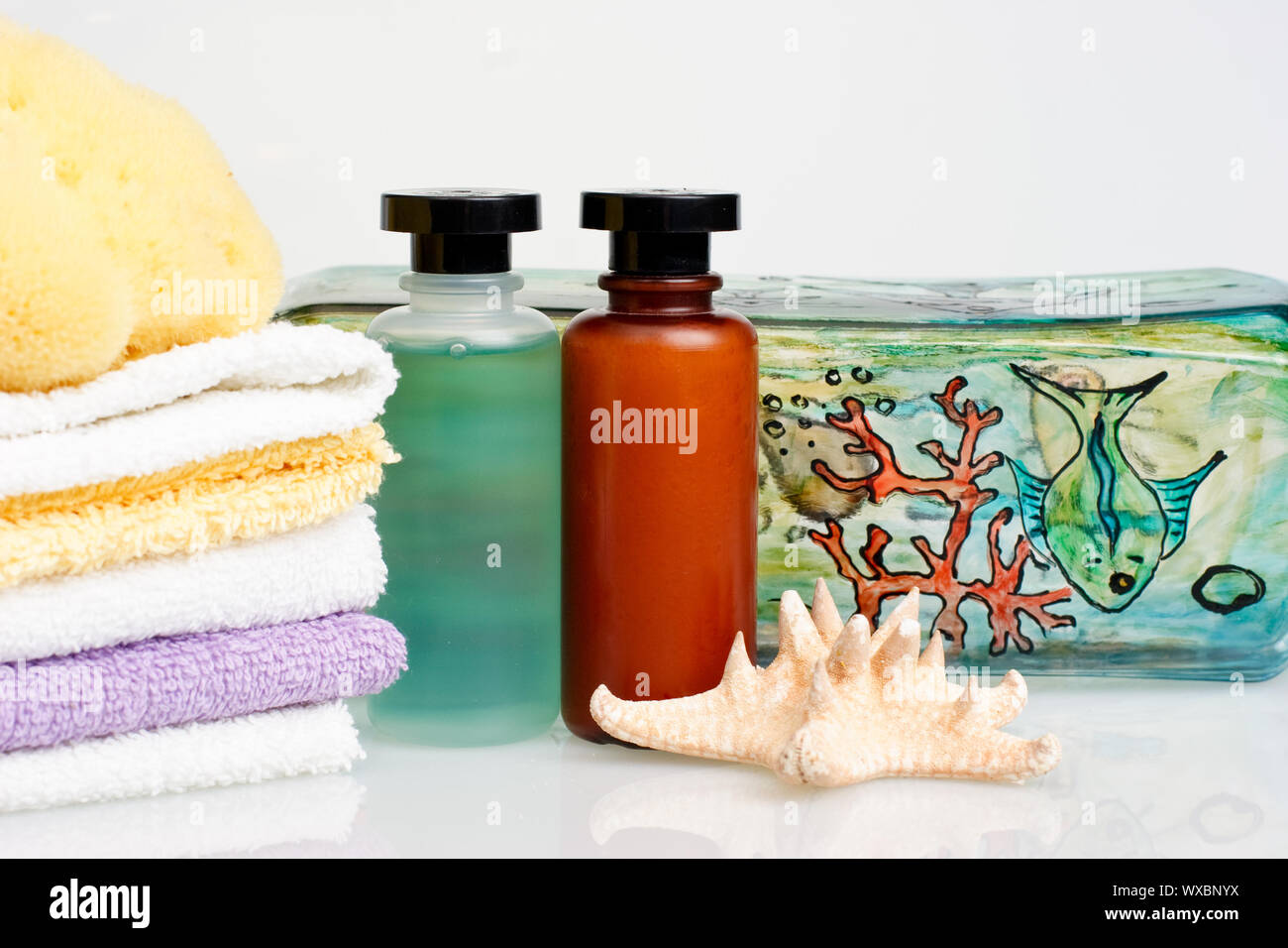 Collection of various spa or bath accessories Stock Photo - Alamy