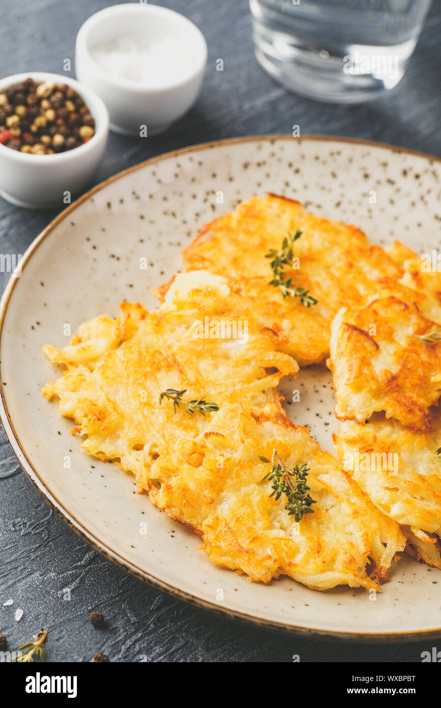 Pan-fried potato pancakes - rosti, kartoffelpuffer, latkes, draniki ...
