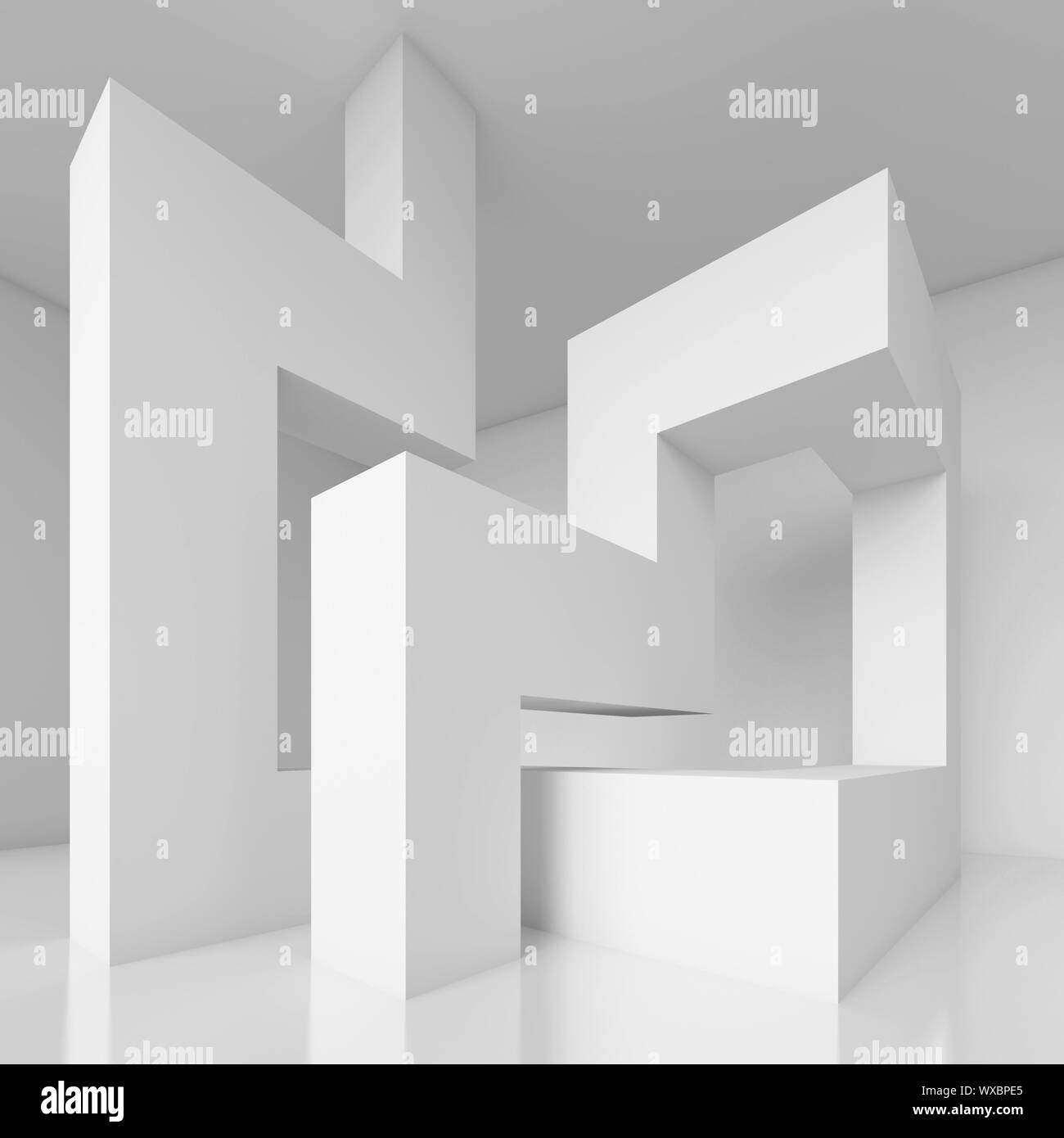 3d Illustration of White Interior Design Stock Photo - Alamy