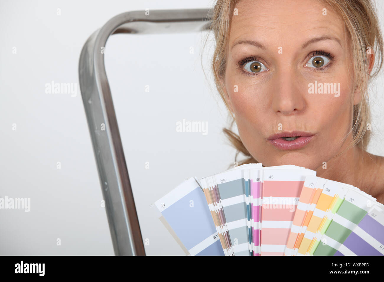 woman with color chart Stock Photo - Alamy