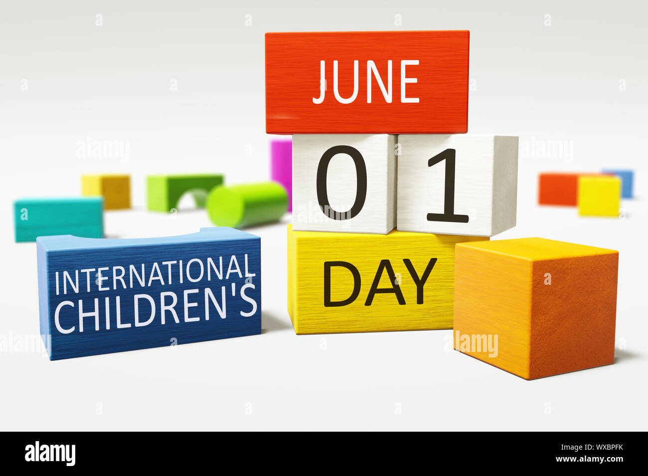 International Children's Day first of June with colorful building ...