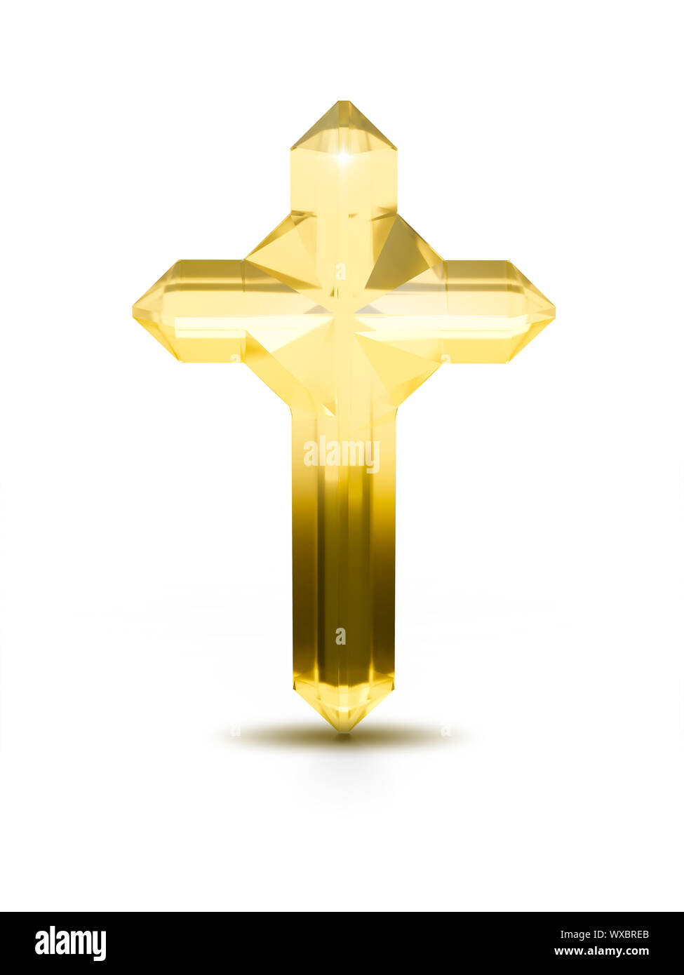 Golden crystal cross religious symbol on white background Stock Photo ...