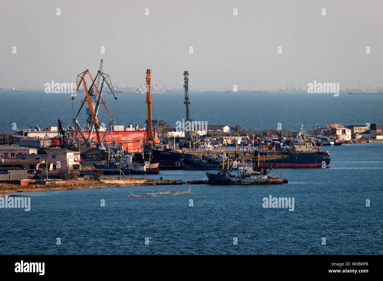 Kerch Strait is clogged with vessels of different purpose Stock Photo ...