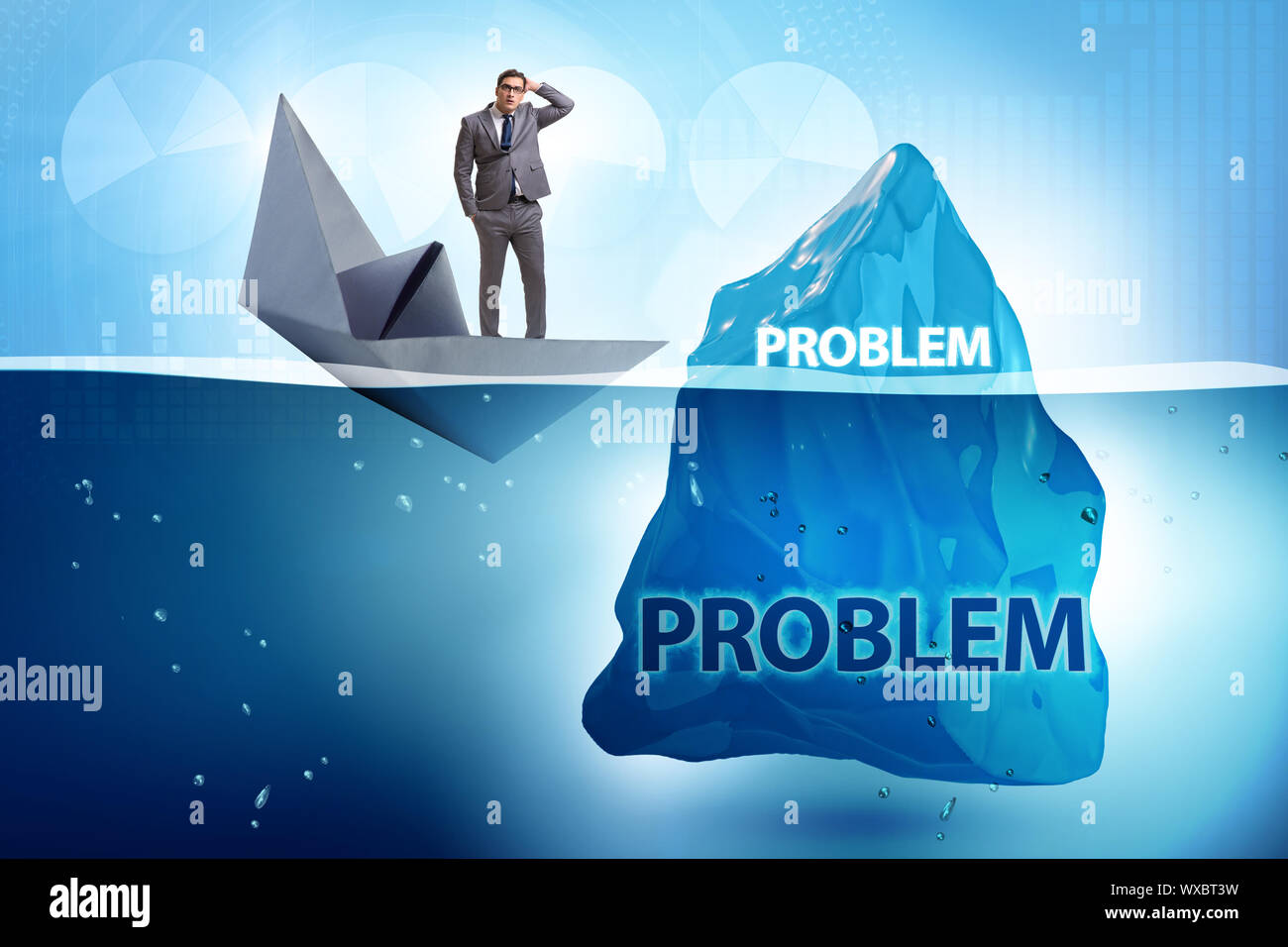 Businessman in problem concept with iceberg Stock Photo - Alamy