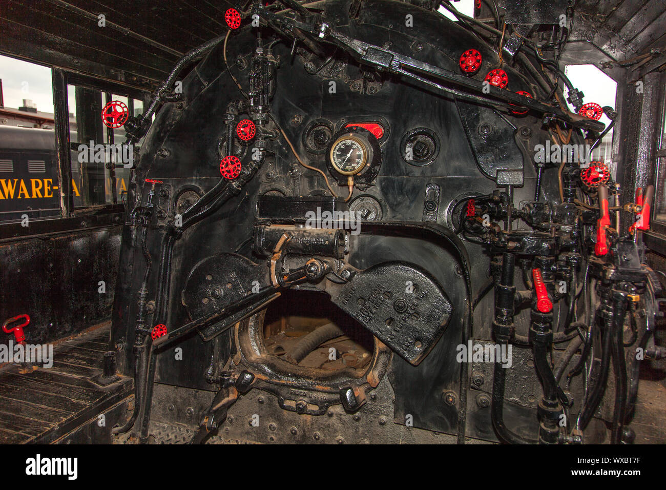 View of the engine inside a Historic train at Steamtown National ...