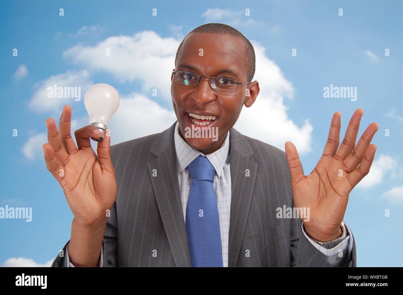 This is an image of a man having a eureka moment. He has discovered a ...