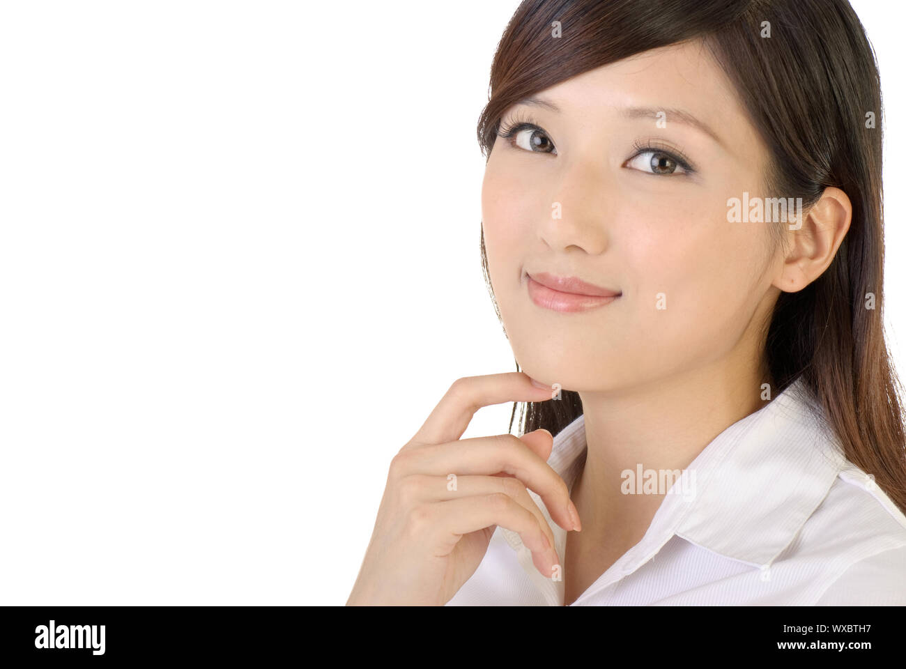 Friendly business woman portrait of Asian on white background Stock ...