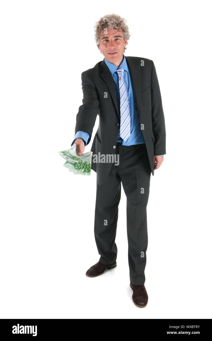 Business man is giving money Stock Photo - Alamy