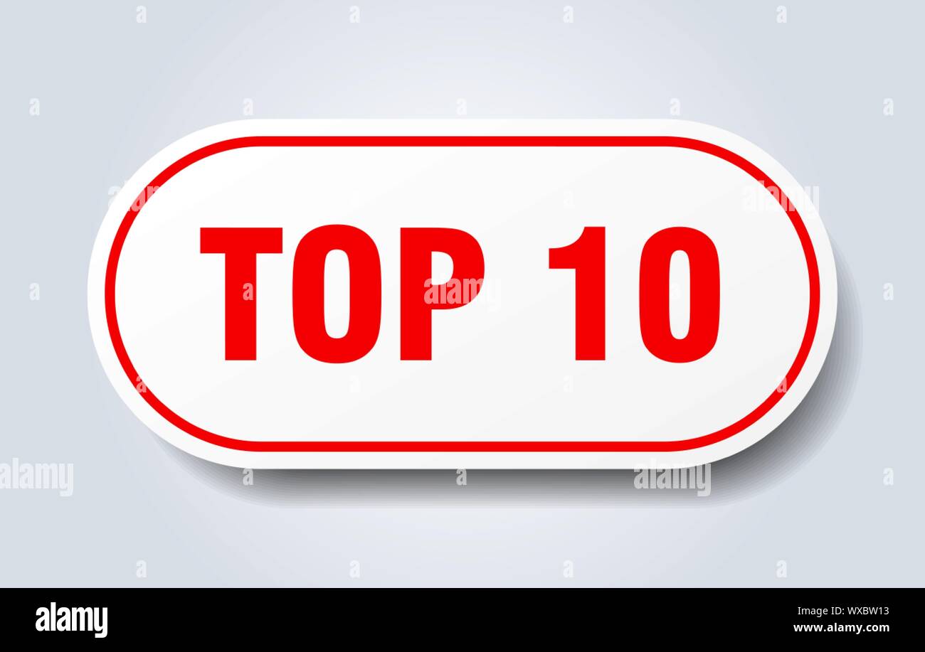 top 10 sign. top 10 rounded red sticker. top 10 Stock Vector Image ...