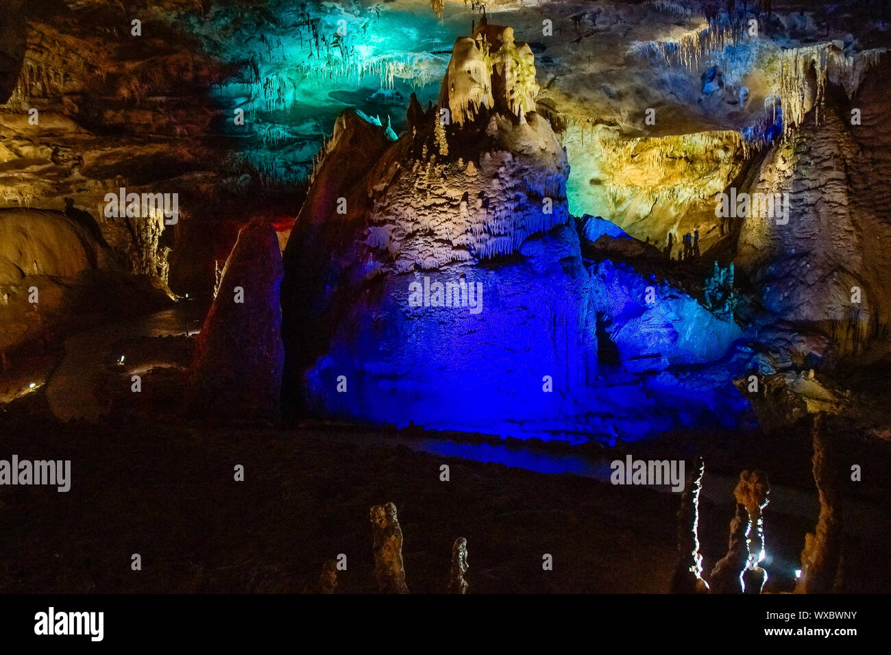 blue lights in Prometheus Cave Stock Photo - Alamy