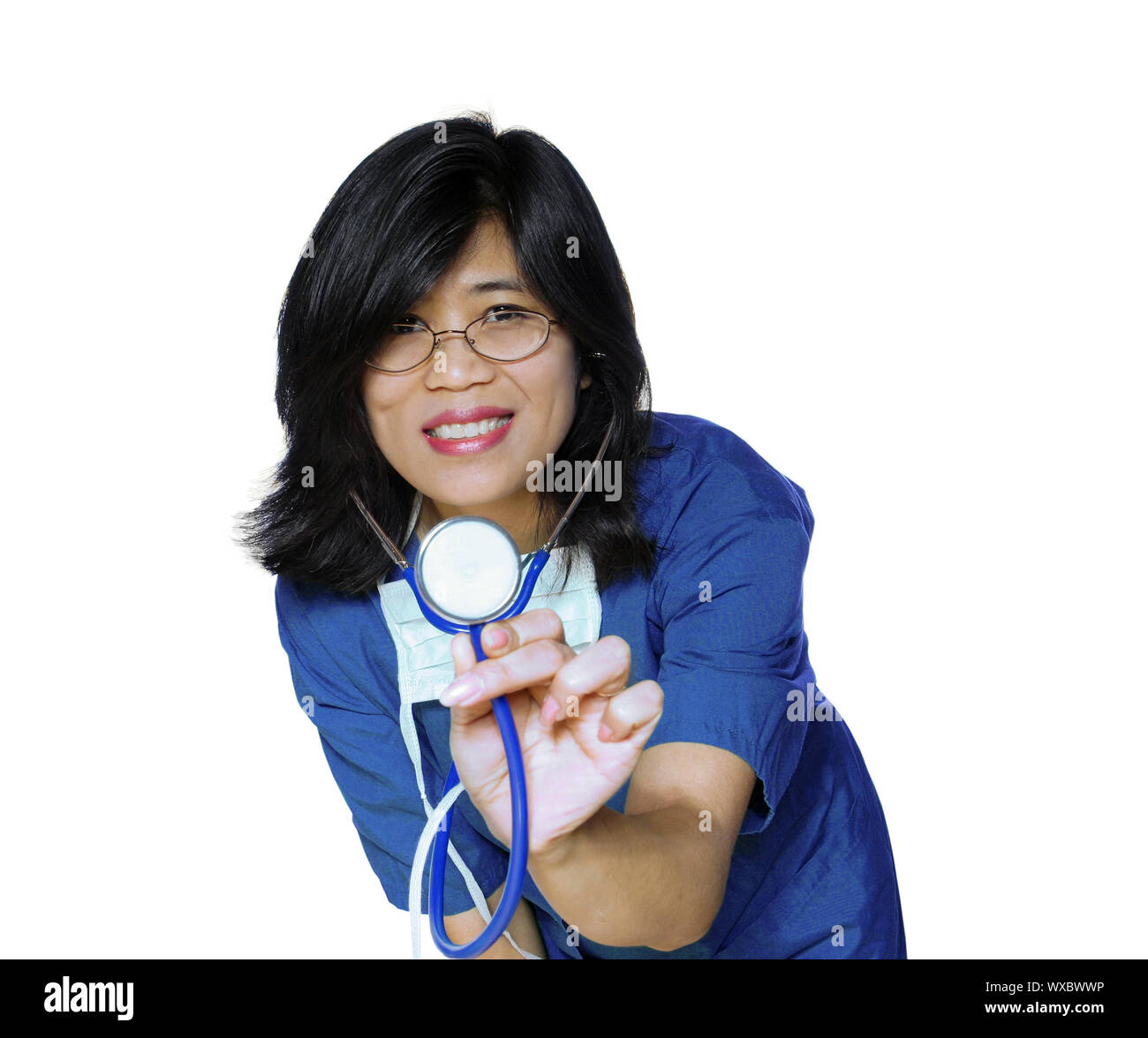 Kind nurse or doctor with stethoscope, ready to listen to heartbeat ...