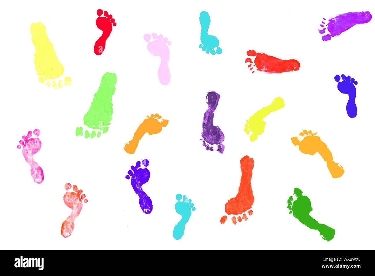 Colorful children's footprints Stock Photo - Alamy