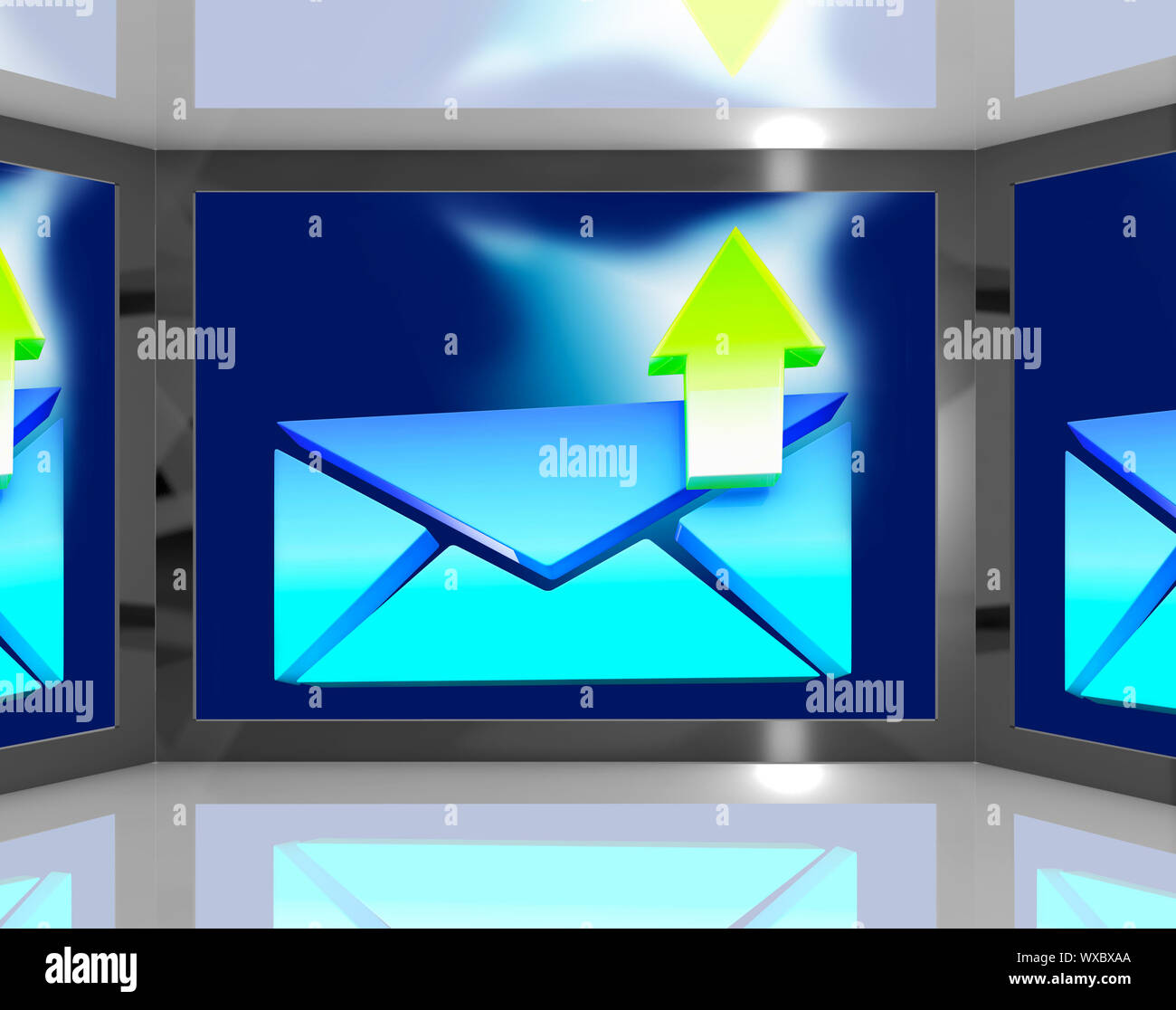 Email Sent On Screen Shows Sent Messages And Email Outbox Stock Photo ...
