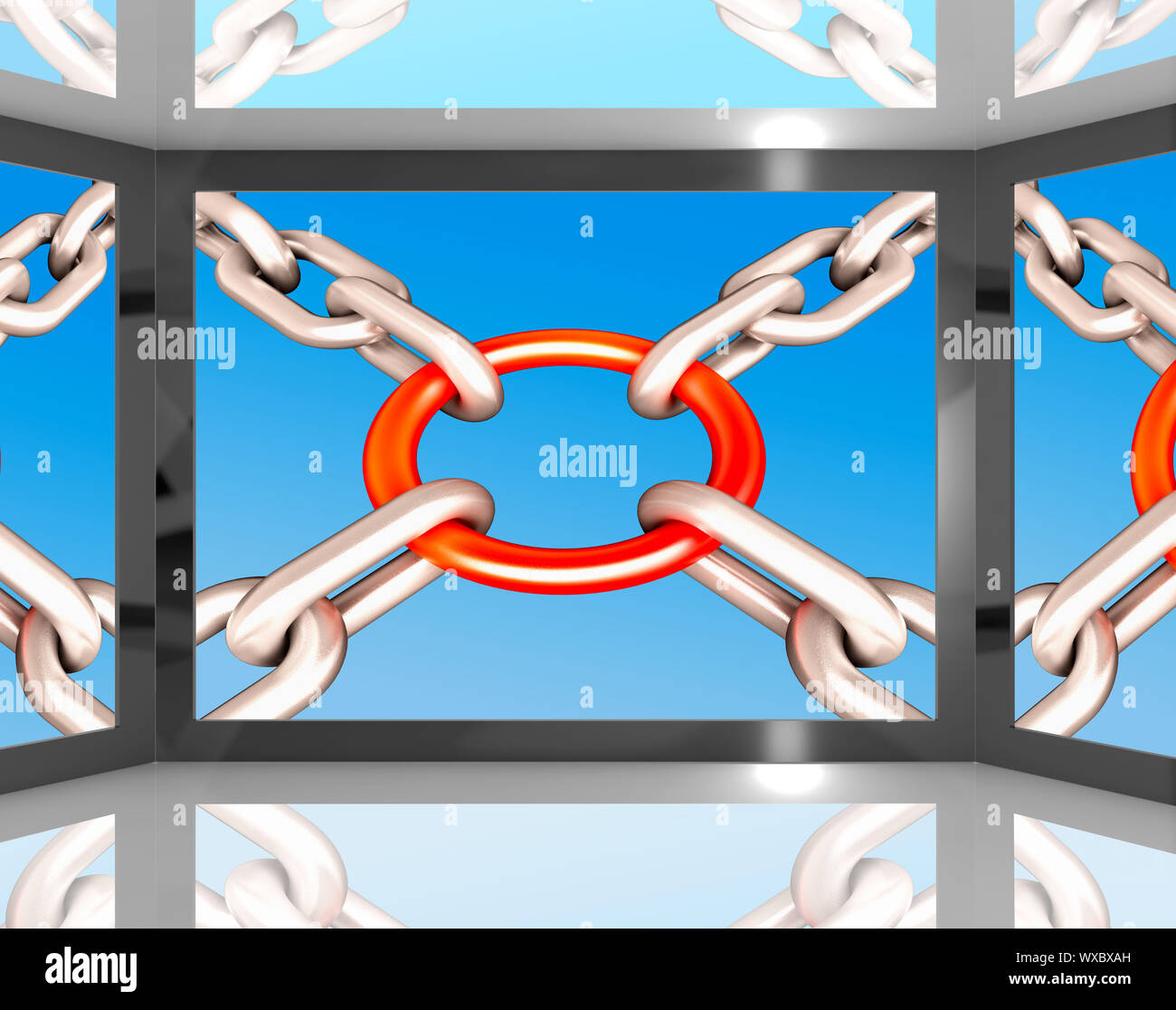 Chains Joint On Screen Shows Unity And Strength Stock Photo - Alamy