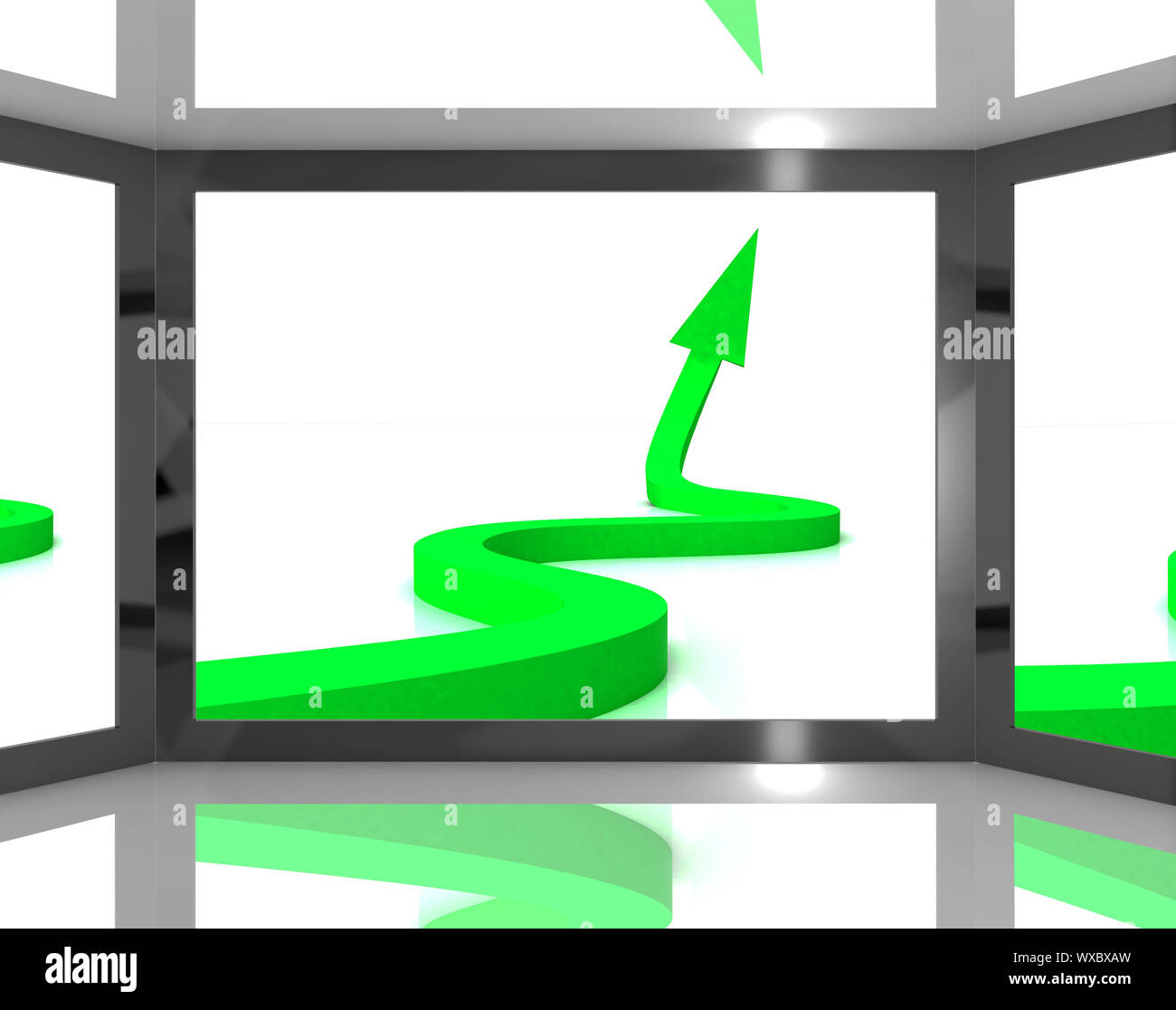 Arrow Pointing Up On Screen Showing Positive Results And Successful ...