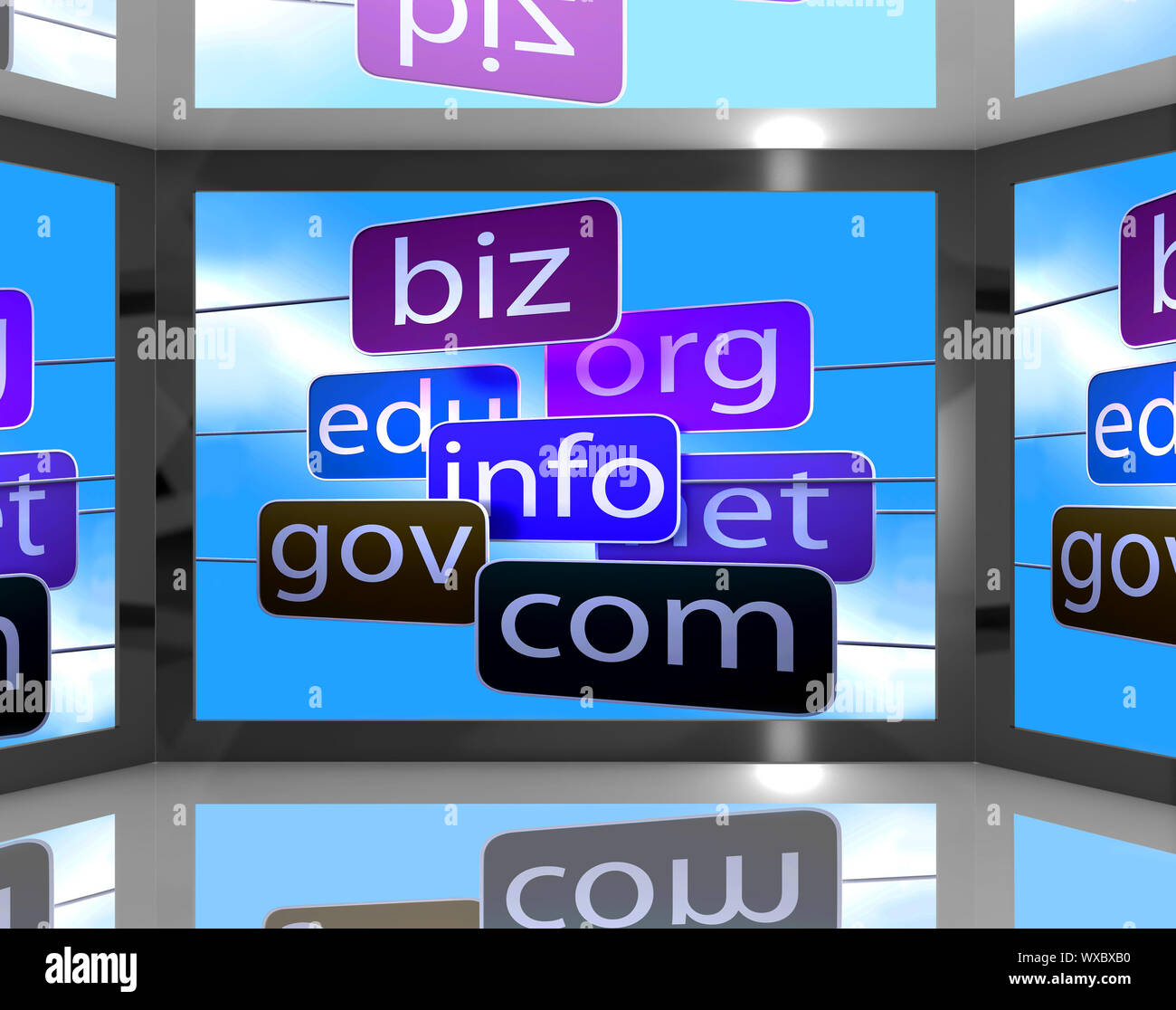 Domains On Screen Shows Different Types Of Websites And Internet ...