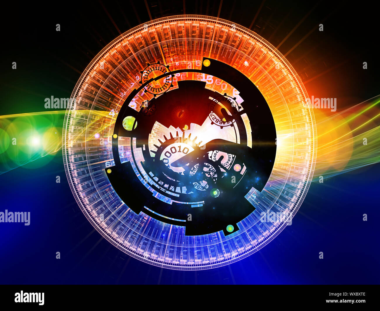 Differential Engine Series. Abstract design made of gears, numbers and ...