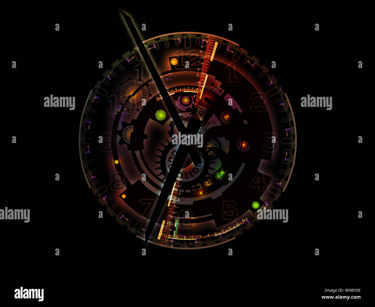Clockwork Series. Design composed of clock gears, numbers and fractal ...