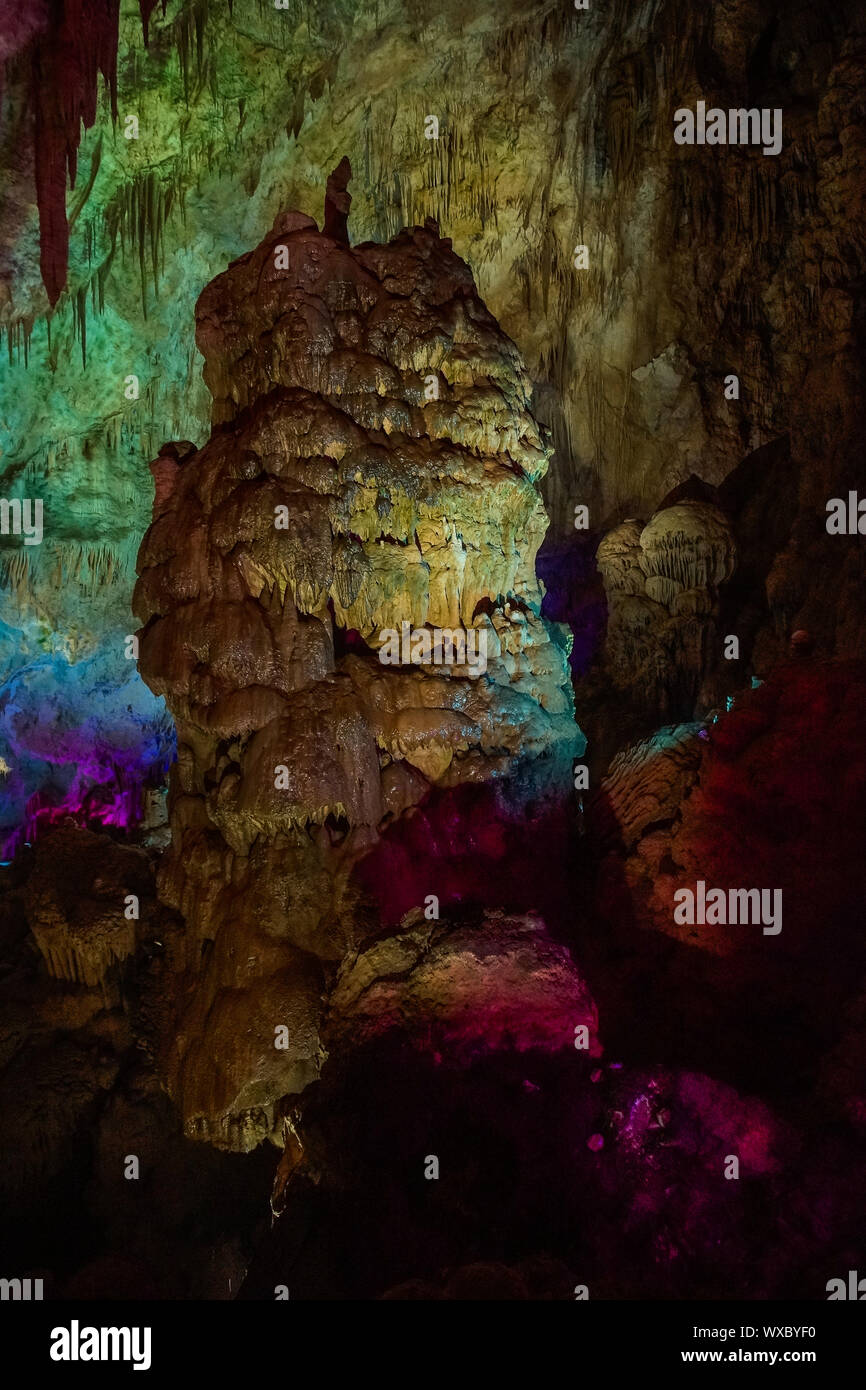 illuminated walls of Prometheus Cave Stock Photo - Alamy