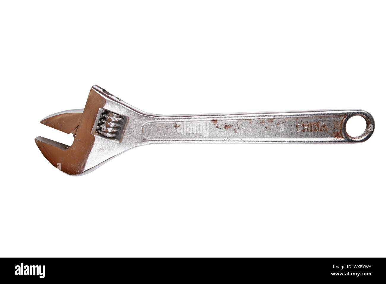 Adjustable open end wrench isolated on white Stock Photo - Alamy