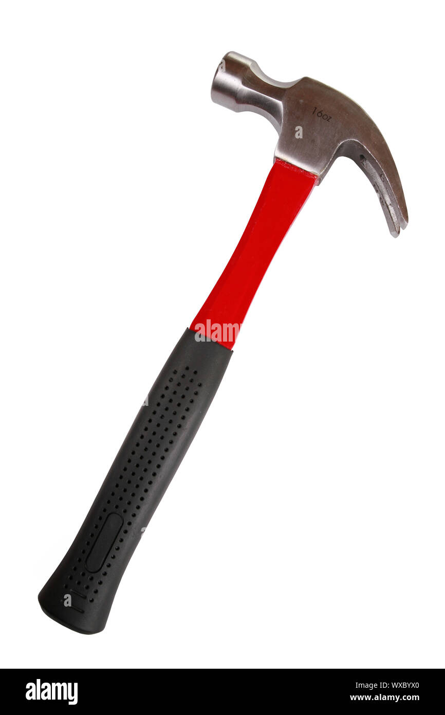 Red hammer isolated on white Stock Photo - Alamy