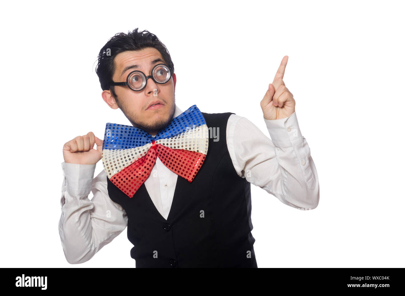 Funny man with giant bow tie Stock Photo - Alamy