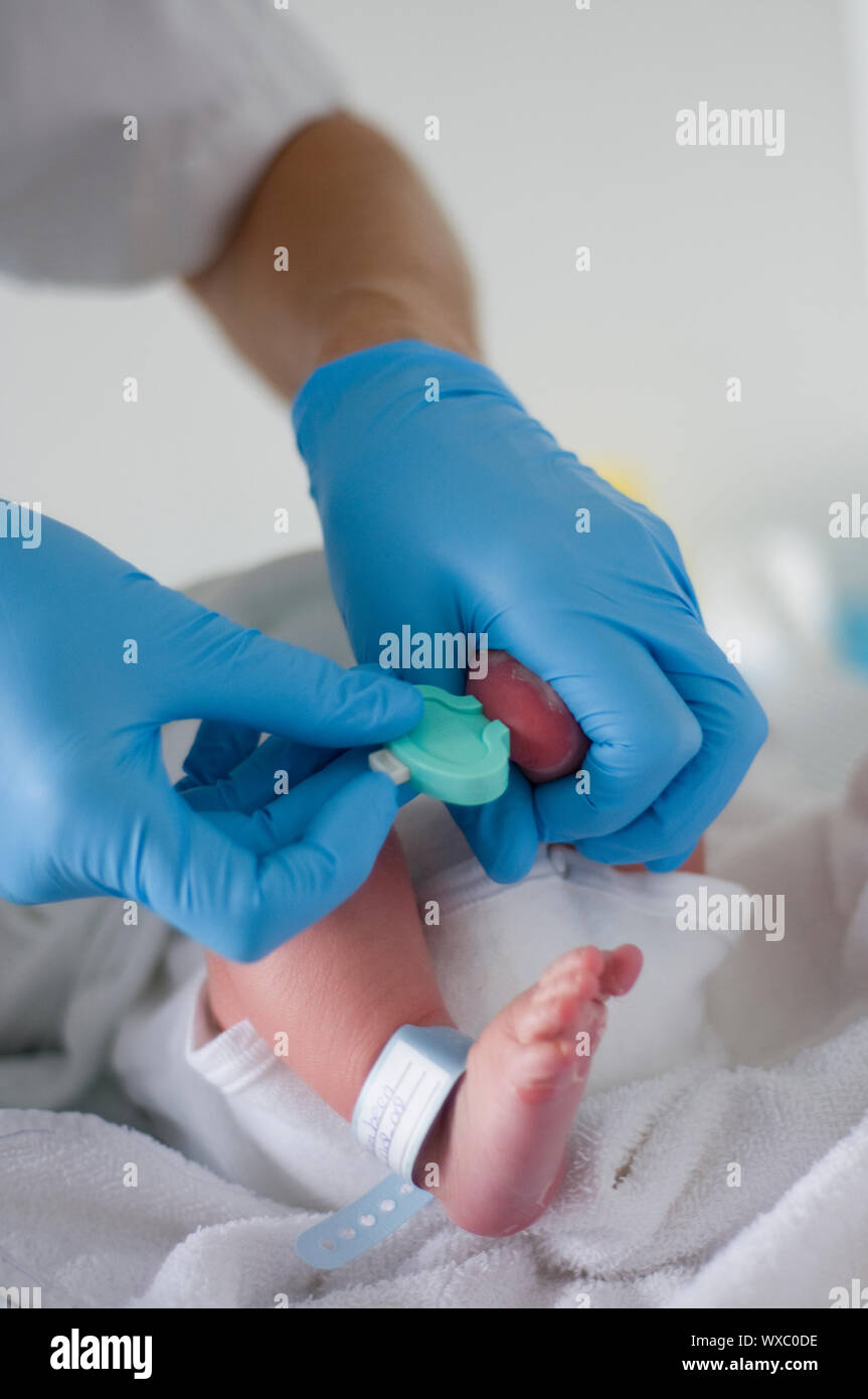 Baby heel blood test hi-res stock photography and images - Alamy