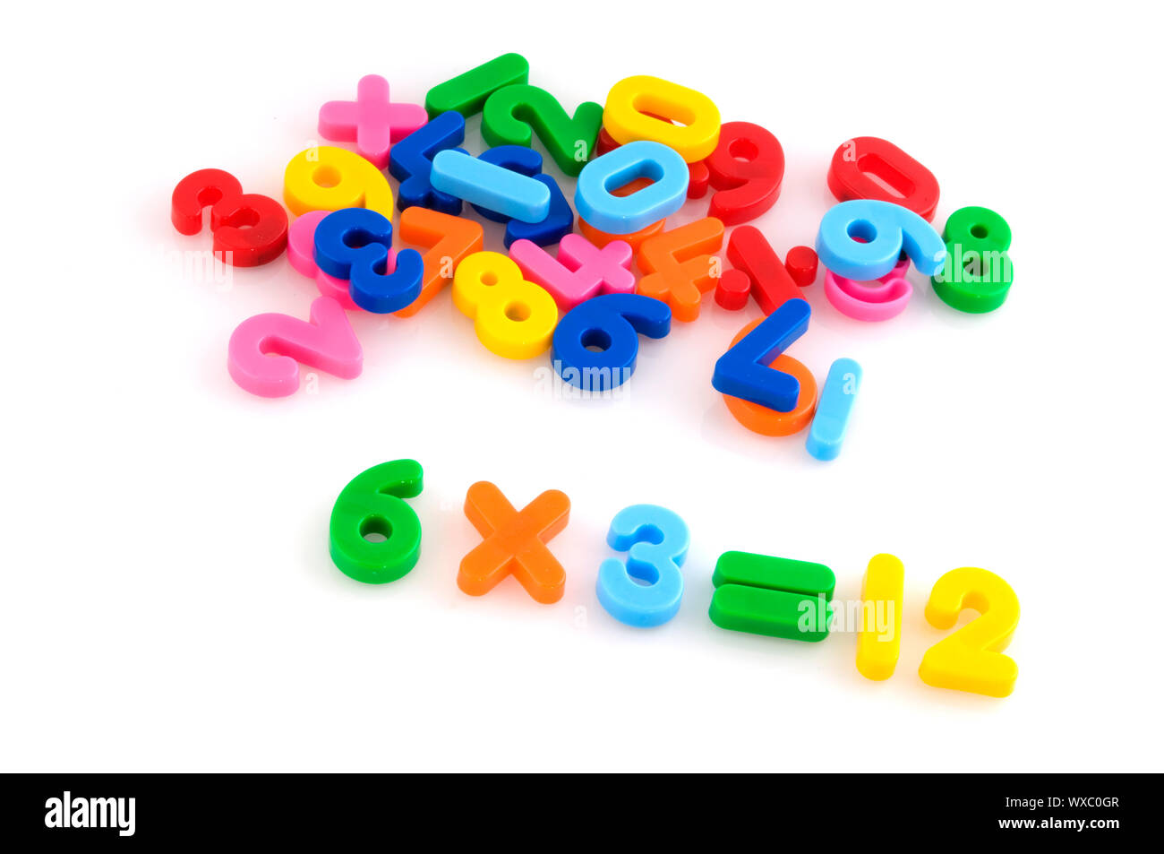 multiply with colorful number from plastic Stock Photo - Alamy
