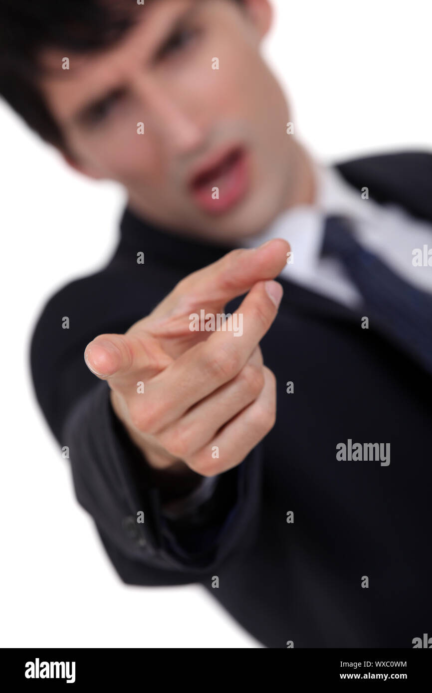 Angry man pointing Stock Photo - Alamy