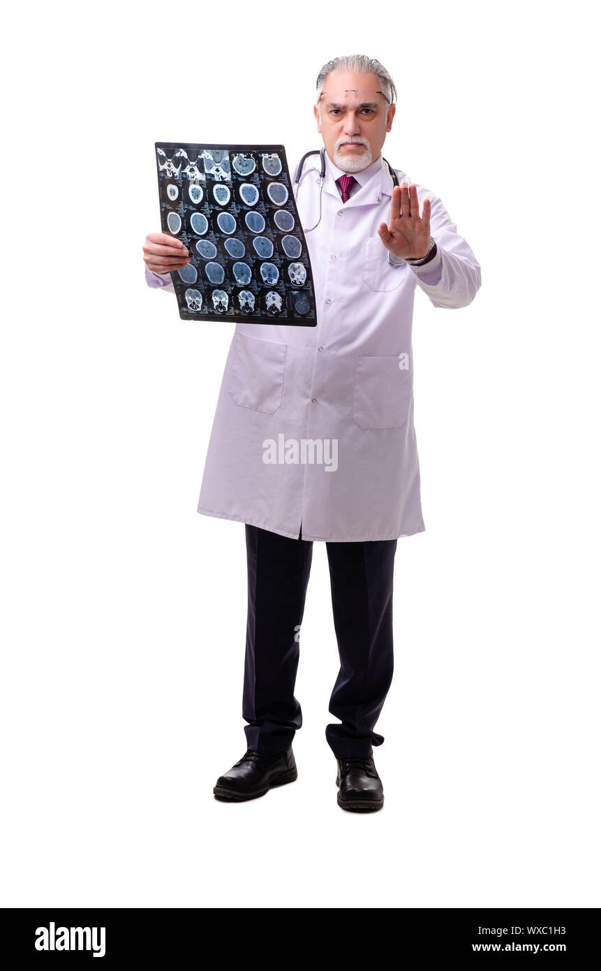 Old male doctor isolated on white Stock Photo - Alamy
