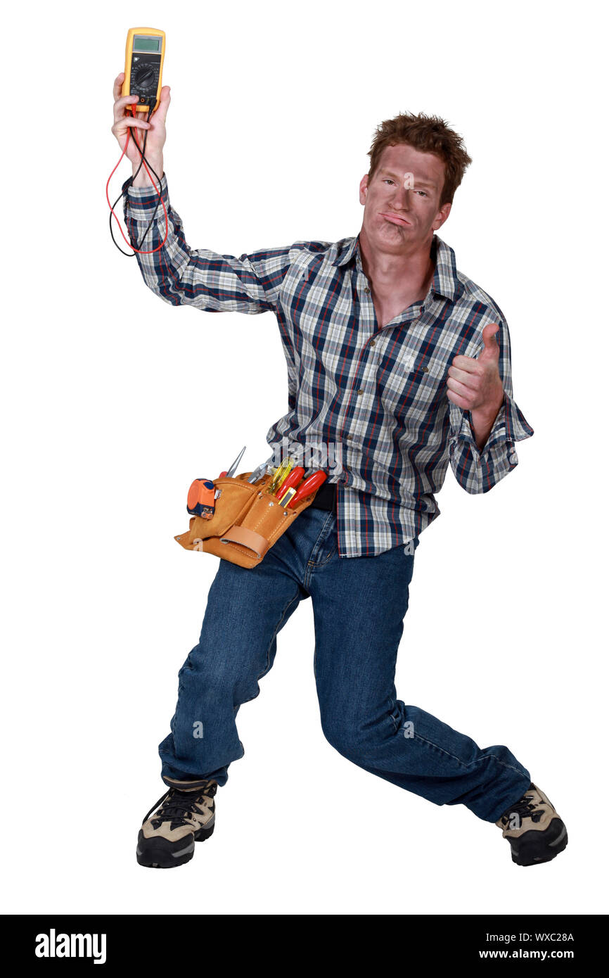An electrocuted man staggering Stock Photo - Alamy