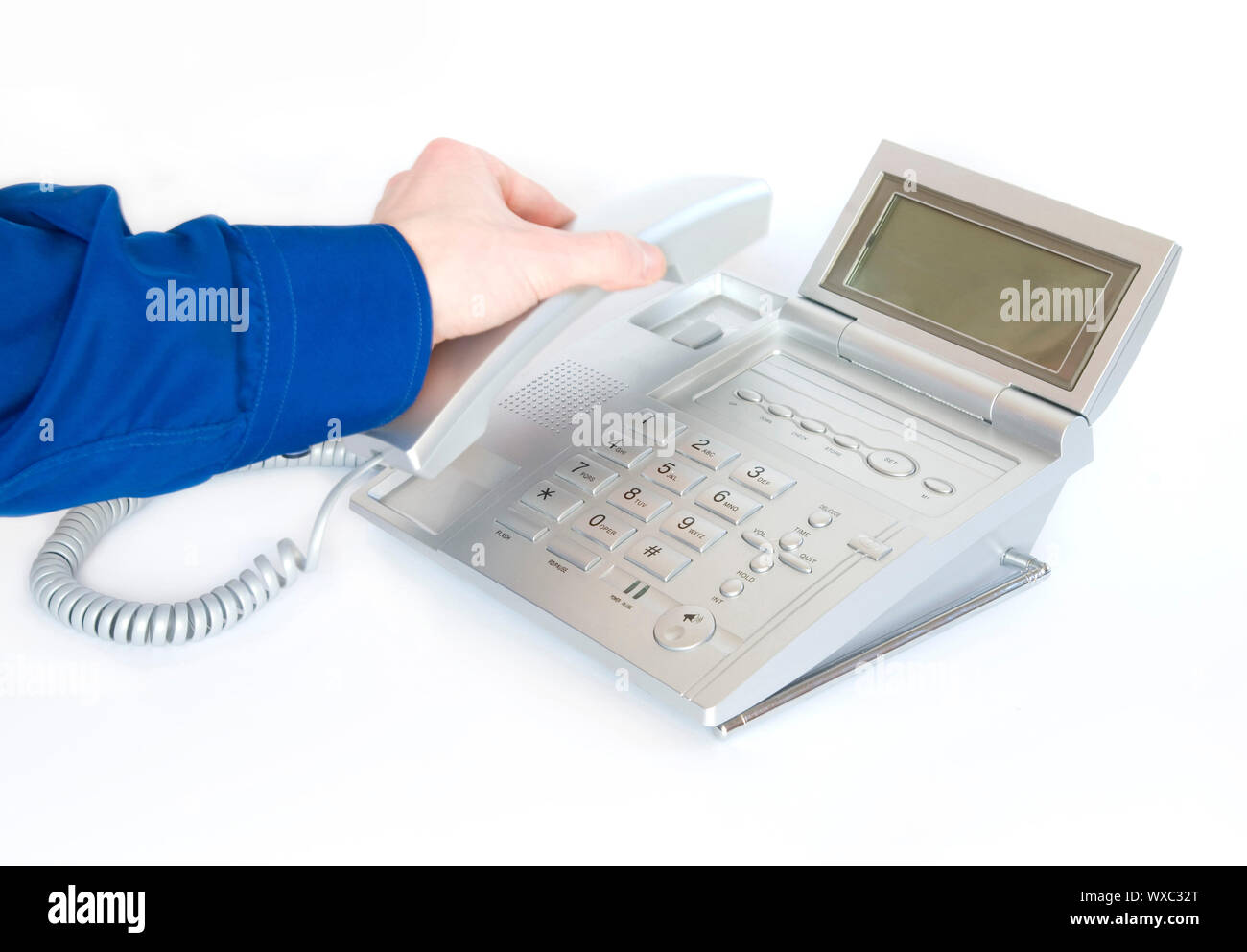 telephone receiver in hand isolated on white Stock Photo - Alamy