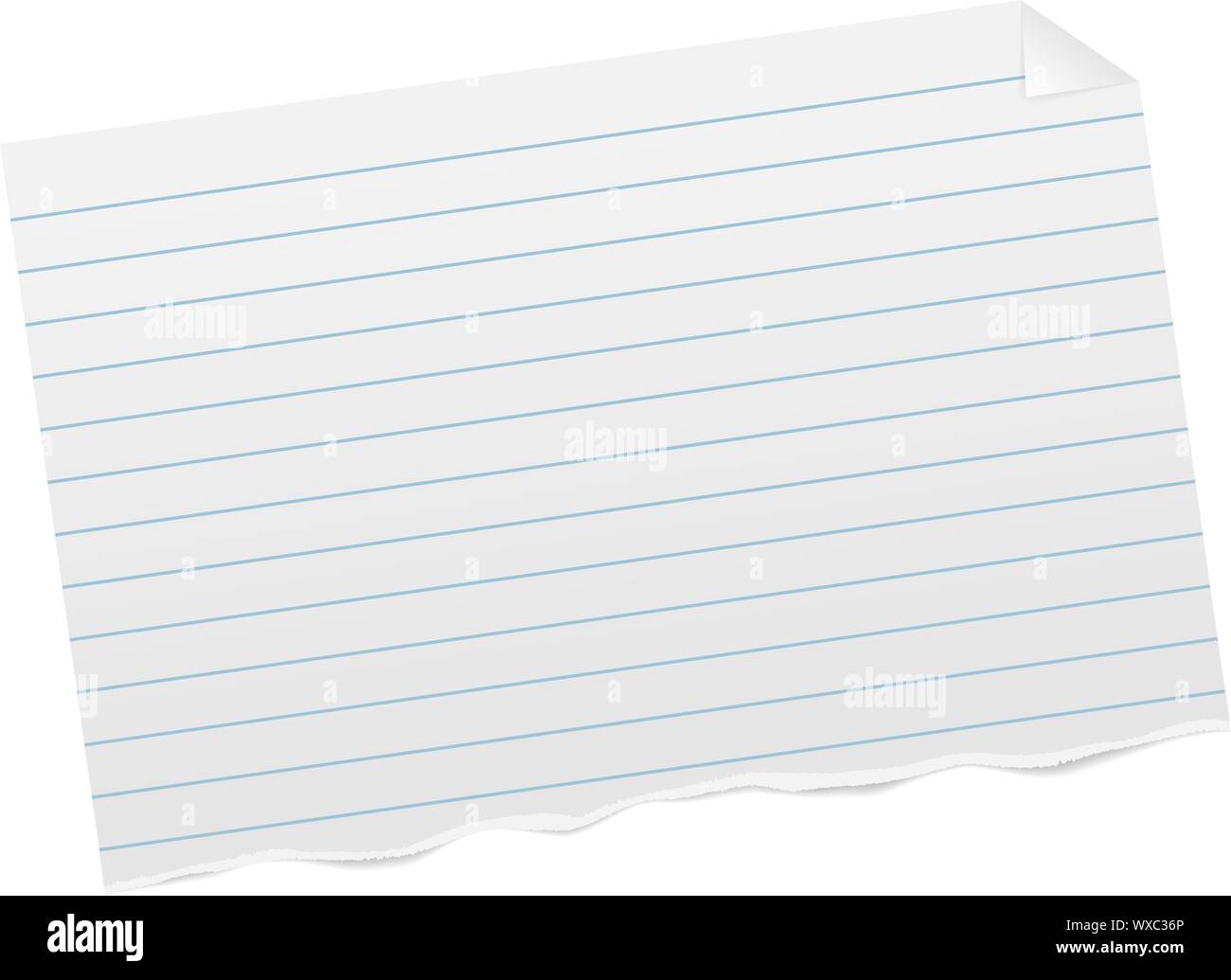 torn piece of ruled paper with folded corner and shadow vector ...
