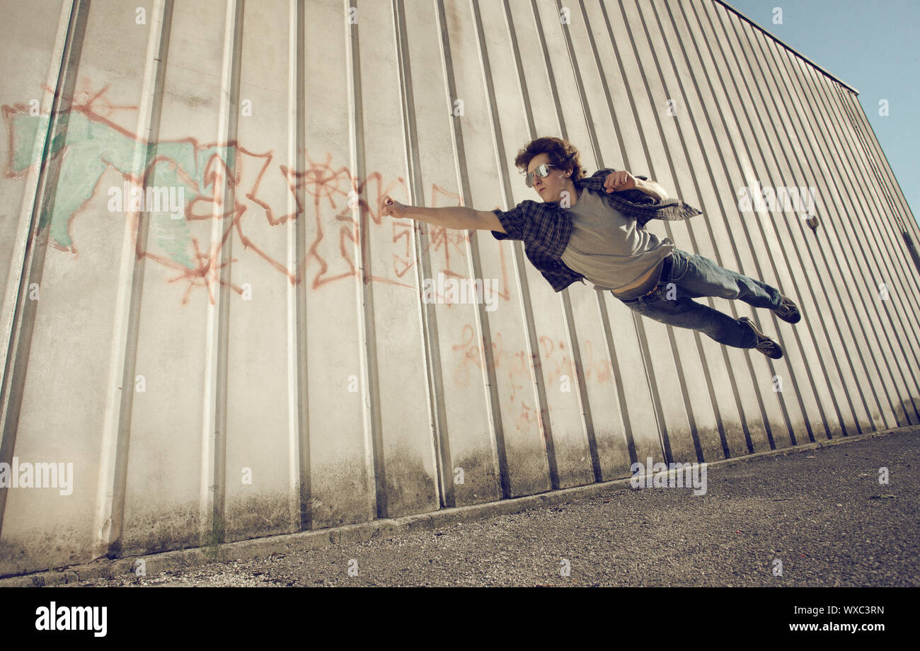 Man flying like superman hi-res stock photography and images - Alamy