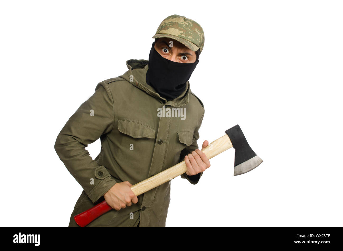 Criminal wearing mask isolated on white Stock Photo - Alamy