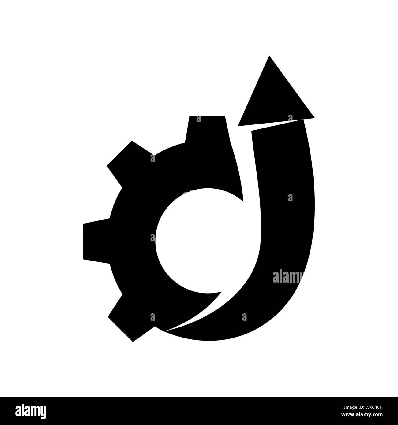 Gear Machine Arrow Up Direction Vector Black Color Isolated Stock ...