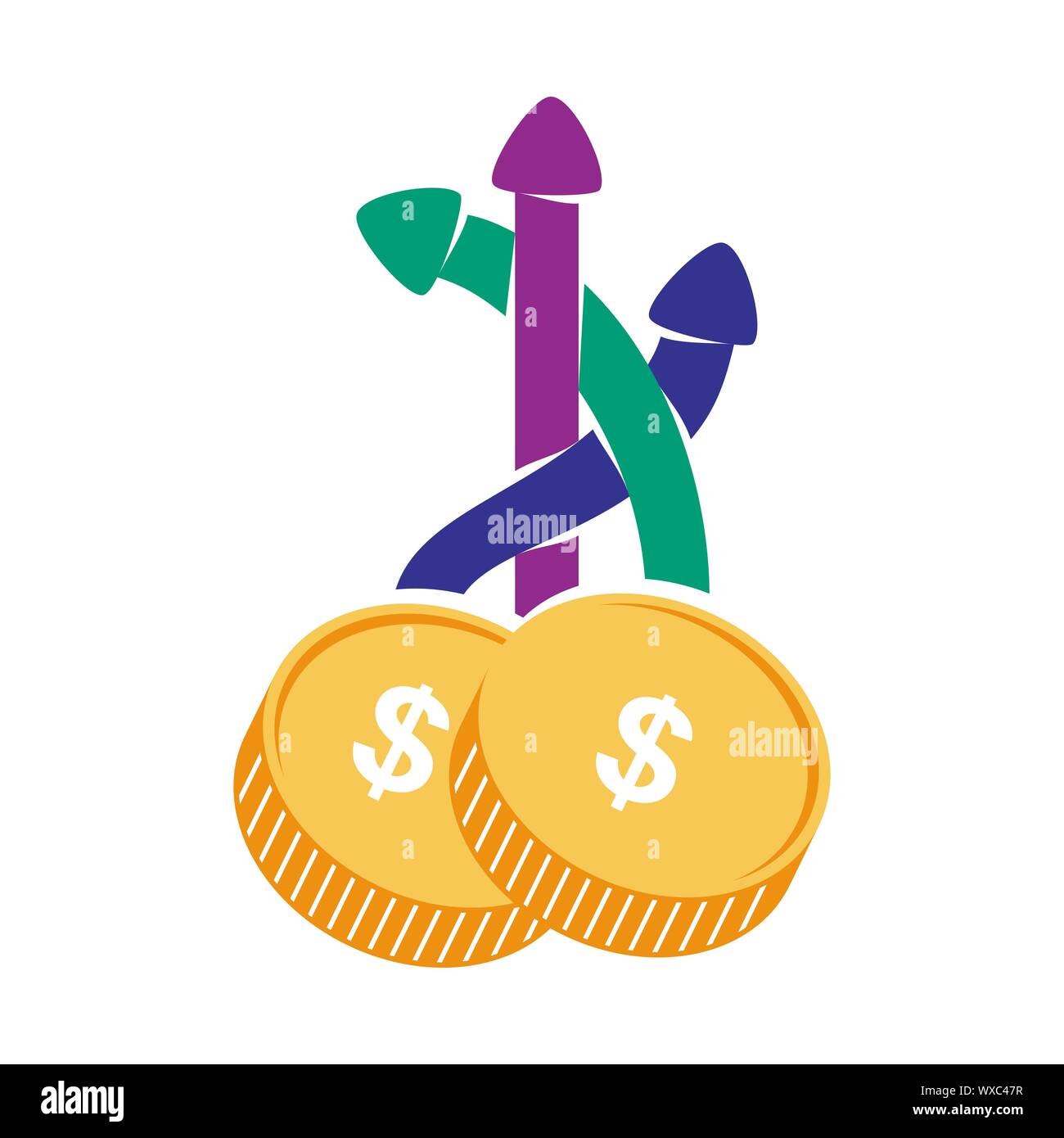 Money Coin Arrow Direction Vector color Isolated Stock Vector Image ...