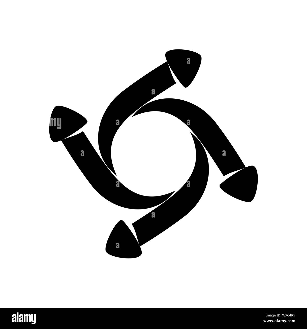 Four Guide Arrow Rotation Direction Vector Black Color Isolated Stock ...