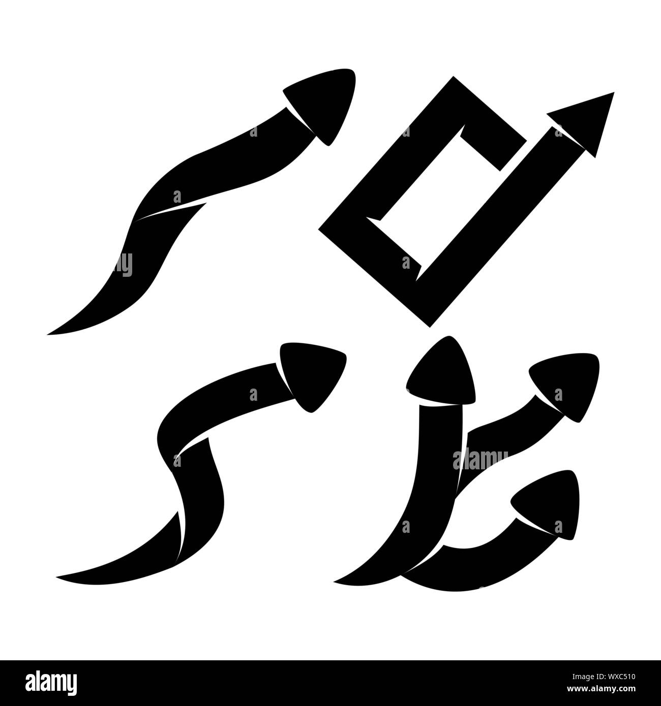 Rectangle guide Arrow Direction Vector Black Color set Stock Vector ...