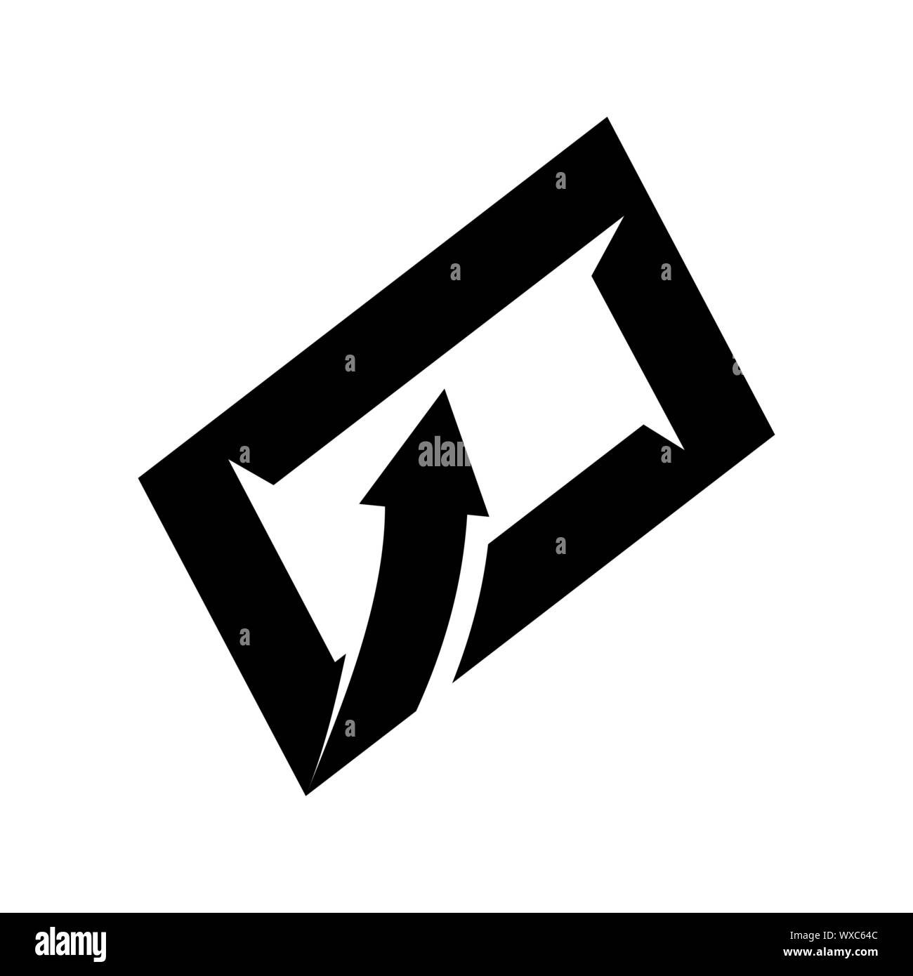 Rectangle Arrow Direction Vector Black Color Isolated Stock Vector ...