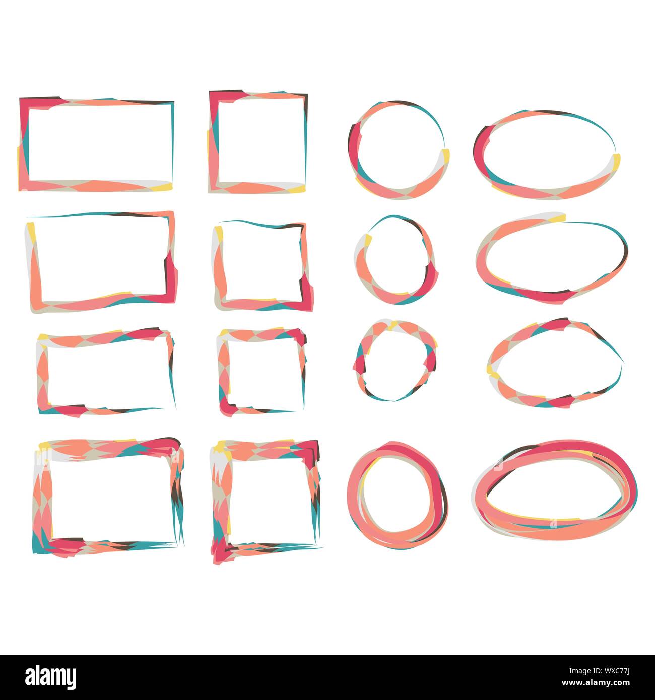 Hand drawn tribal frames. Vintage border, decoration ethnic art element ...