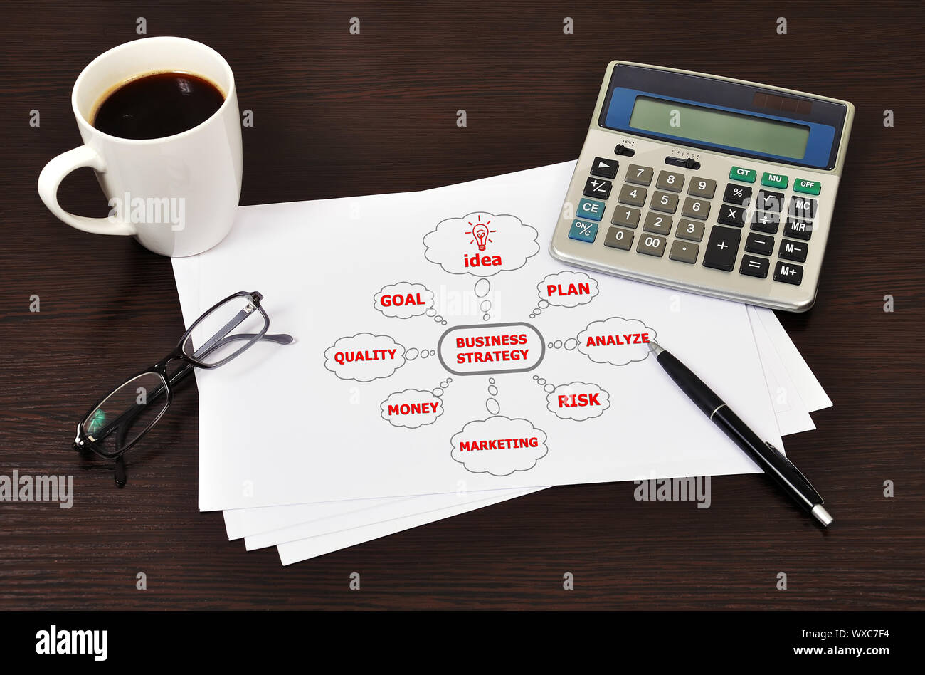 Note business strategy on table businessman Stock Photo - Alamy