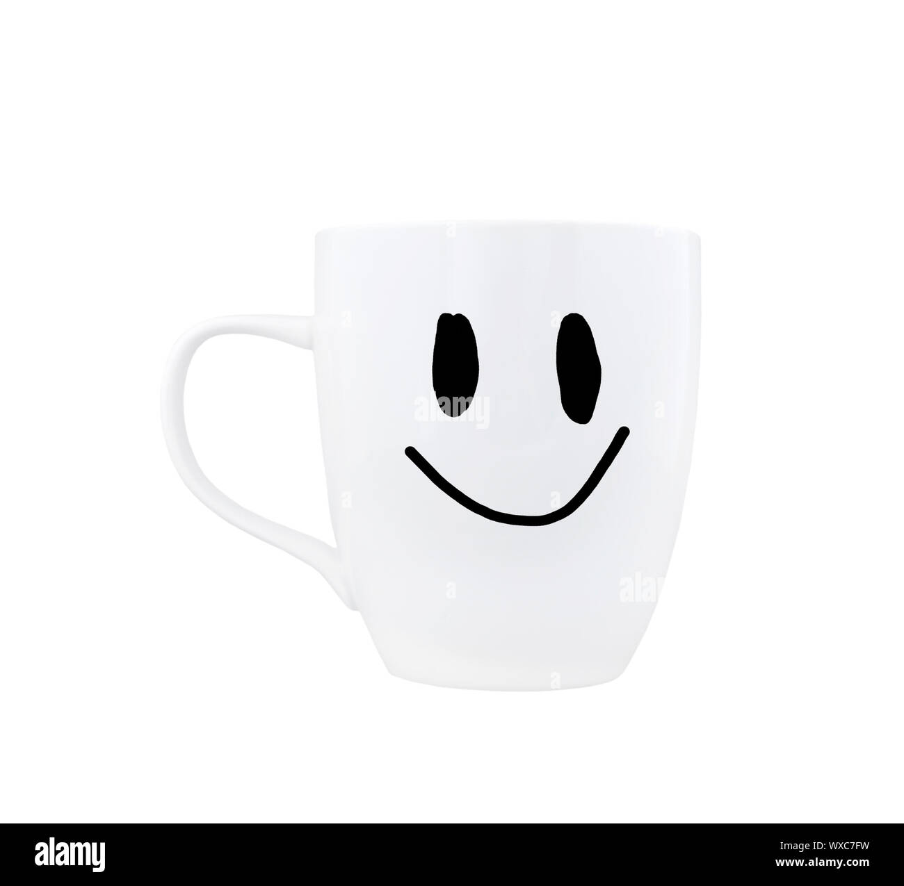 happy cup on a white background Stock Photo - Alamy