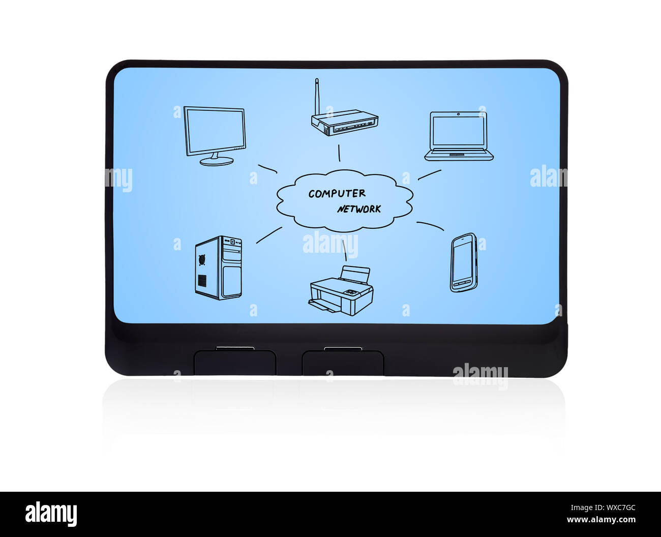 digital tablet with computer network Stock Photo - Alamy
