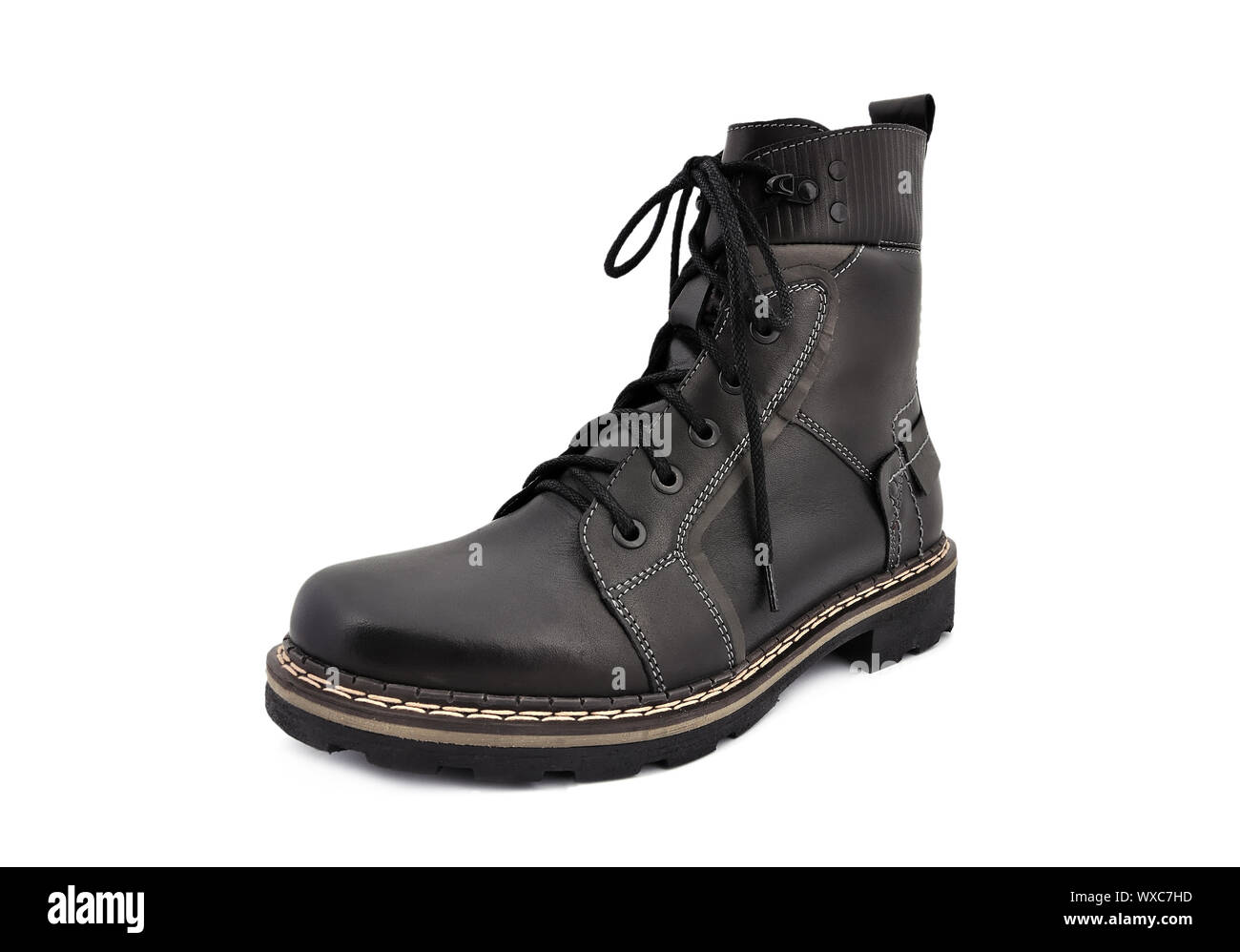 Closeup view of army boots isolated on white background Stock Photo - Alamy