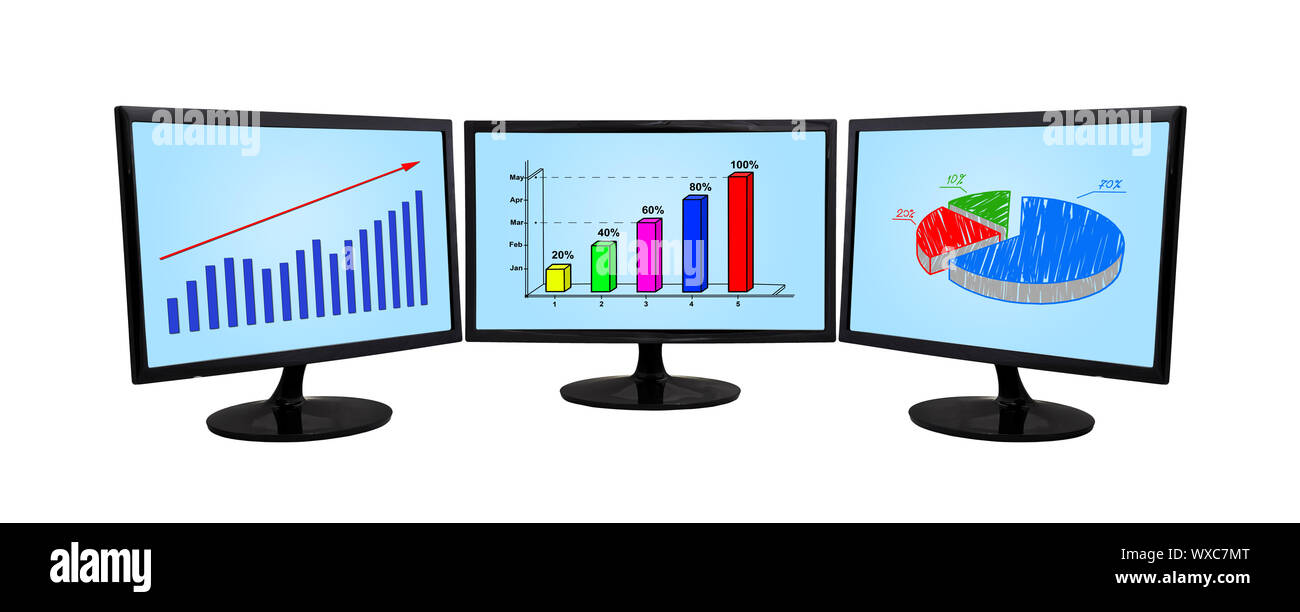 tree computer monitor with growth chart Stock Photo - Alamy