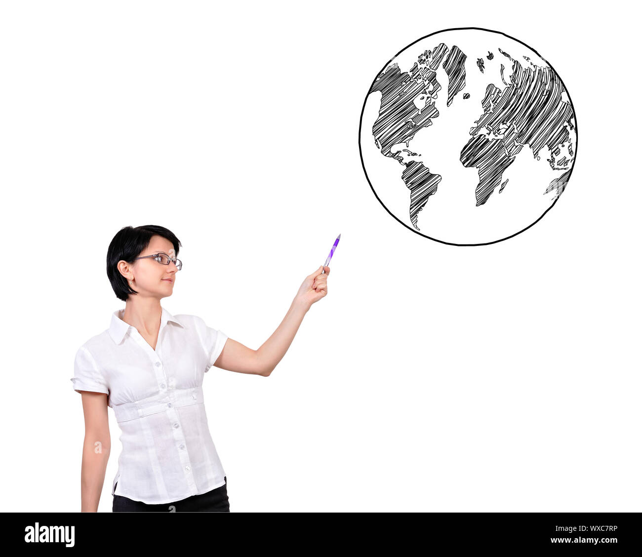 Finger pointing on map Cut Out Stock Images & Pictures - Alamy