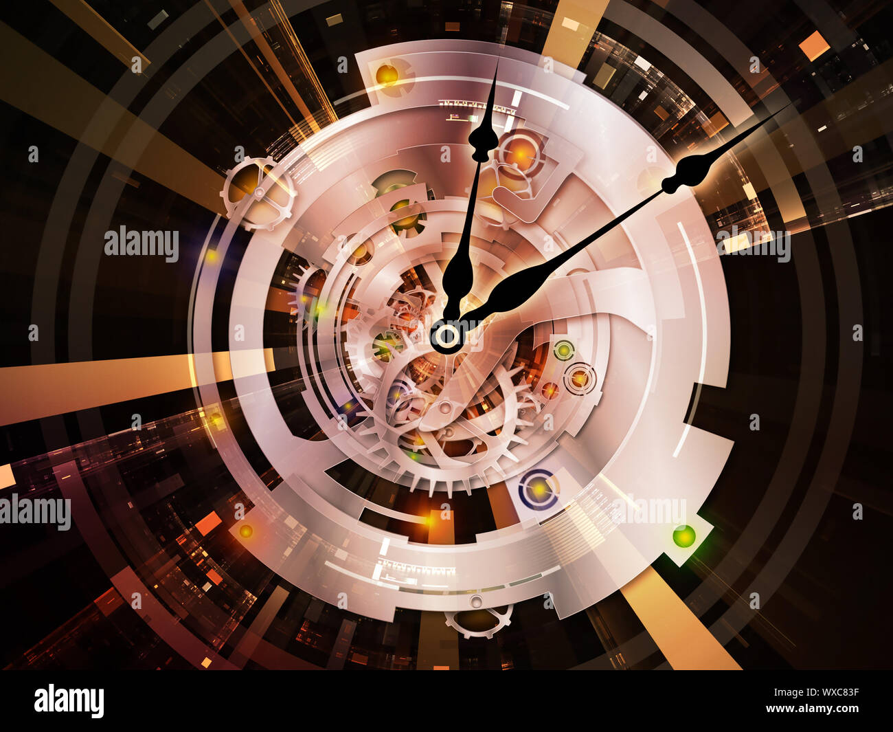 Clockwork Series. Abstract arrangement of clock gears, numbers and ...