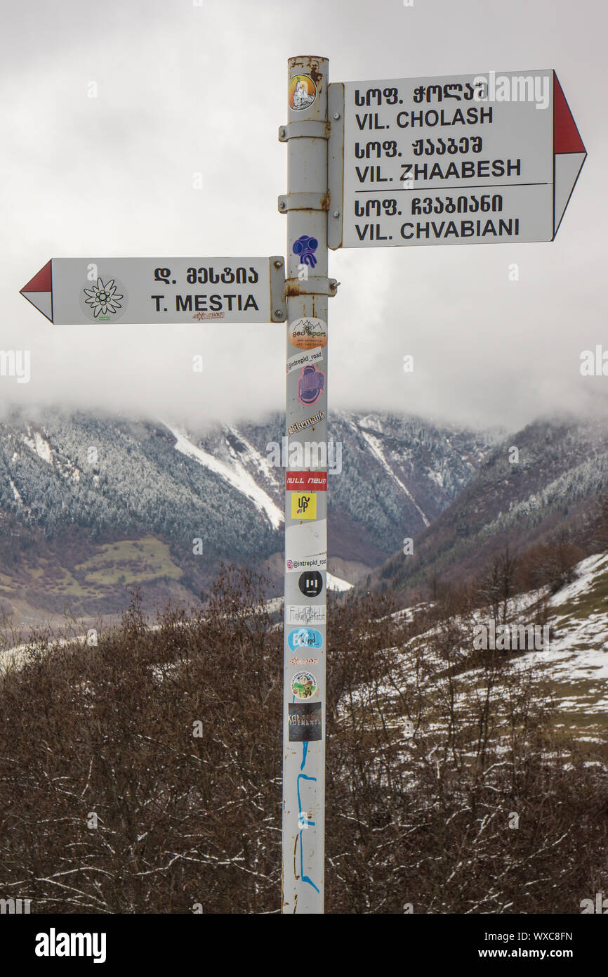 hiking treks direction sign Stock Photo - Alamy