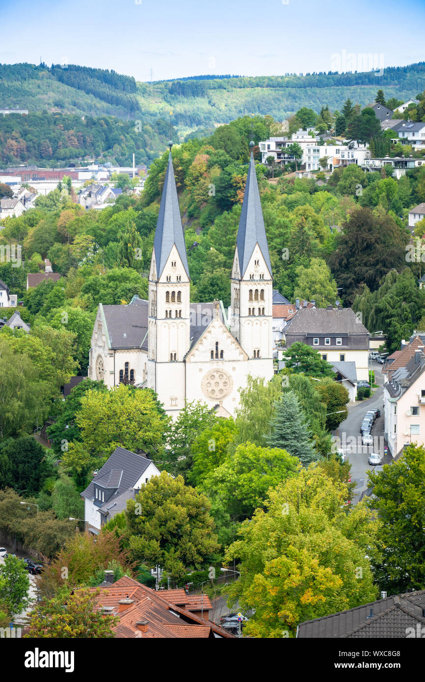 aerial view to the church of Siegen Germany Stock Photo - Alamy